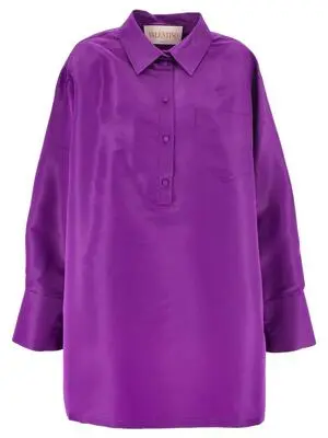 Valentino Garavani Silk Shirt Dress - Purple