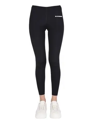 JIL SANDER Logo Print Leggings - Black
