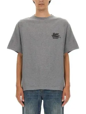 Etro T-shirt With Pegasus Embroidery - Grey