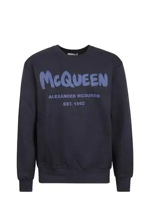 Alexander McQueen Cotton Logo Sweatshirt - Blue