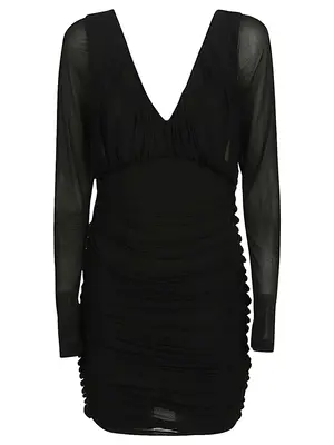 Saint Laurent Mini Draped Dress - Black