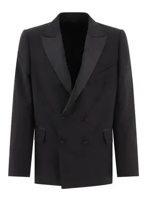 BODE Double Breasted Tuxedo Blazer - Black