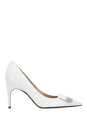 SERGIO ROSSI Leather Pointed-toe Pumps - White