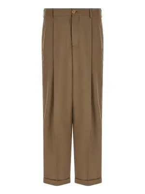 Marni Cool Wool Wide Leg Trousers - Beige