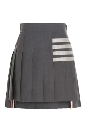 Thom Browne Pleated Wool Skirt - Gray