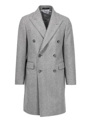 Tagliatore Wool Blend Herringbone Double-breasted Coat - Grigio+antracite