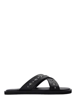 JIMMY CHOO Palmo Leather Sandals - Black