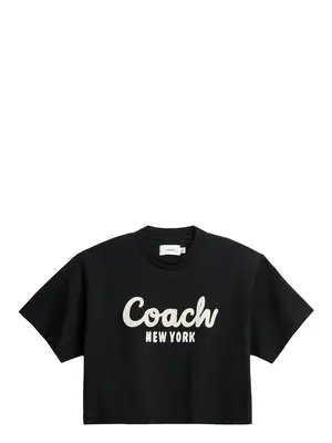COACH Cursive Signature Cropped T-shirt - Black