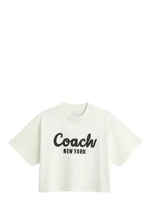 COACH Cursive Signature Cropped T-shirt - Cream