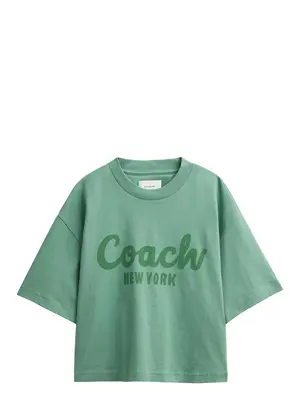 COACH Cursive Signature Cropped T-Shirt Green
