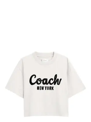 COACH Cursive Signature Cropped T-Shirt White
