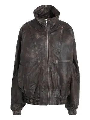 Topshop Dark Sheepskin Jacket - Brown