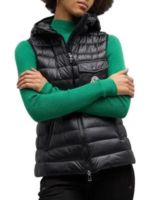 Moncler Glygos Hooded Puffer Vest - Black