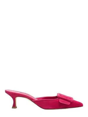 Manolo Blahnik Manolo Blahnik Maysale Buckle Mules Dark Pink