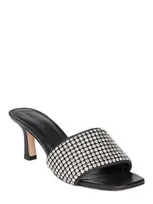 Whistles Adella Square Toe Diamante Mid Heel Sandals - Black