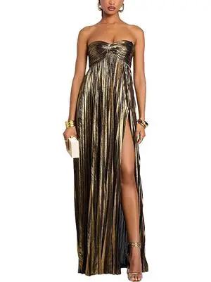 Retrofete Zoa Strapless Metallic Gown - Antique Gold