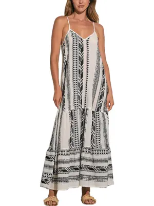 Elan Elan Spaghetti Strap Maxi Cover-Up Dress Natural Black