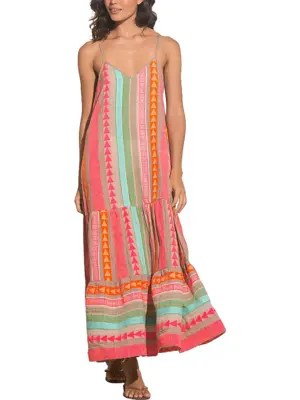 Elan Elan Spaghetti Strap Maxi Cover-Up Dress Neon Multi