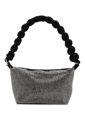 Kara Crystal Mesh Cobra Pouch Bag - Grey