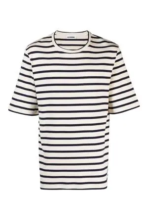 JIL SANDER Striped Ribbed Cotton T-shirt - Neutrals