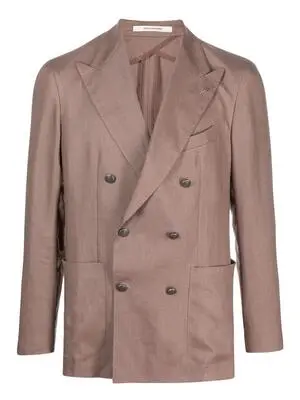 Tagliatore Double-breasted Linen Blazer - Pink