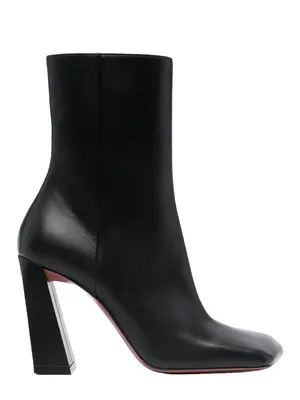 Amina Muaddi Marine 100mm Leather Ankle Boots - Black