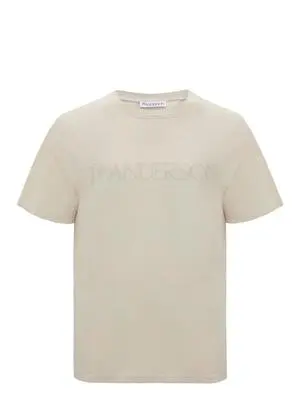 JW Anderson Logo-embroidered Cotton T-shirt - Neutrals