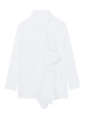 Y’s Ruffle-detailing Cotton Shirt - White
