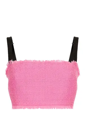 Dolce & Gabbana Rachel Tweed Cropped Top - Pink