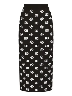Dolce & Gabbana Jacquard Knitted Midi Skirt - Black