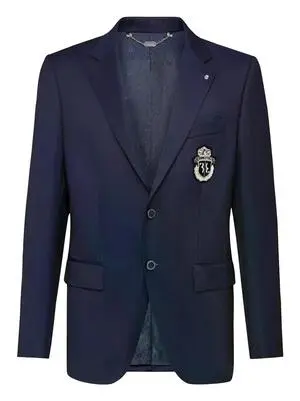 BILLIONAIRE Crest-motif Wool Blazer - Blue