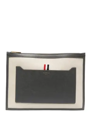 Thom Browne Two-tone Canvas Document Holder - Neutrals