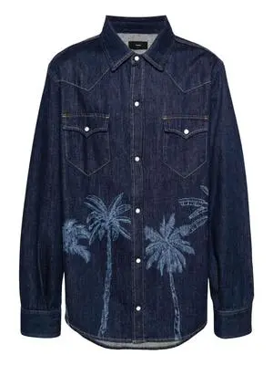 Alanui Graphic-print Cotton Shirt - Blue