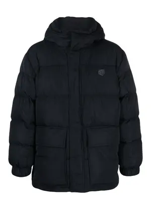 Maison Kitsuné Logo-appliqué Hooded Puffer Jacket - Black