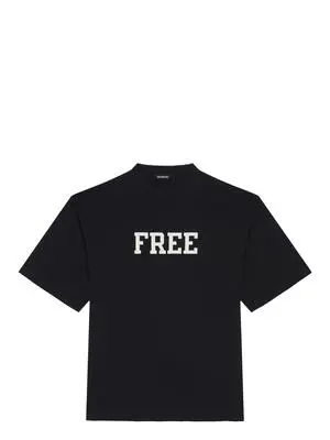 Balenciaga Free Logo Wide Tee /white - Black