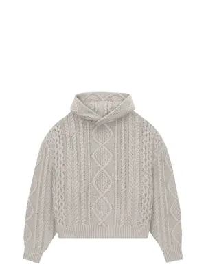 Fear Of God Cable Knit Hoodie 'silver Cloud - Grey