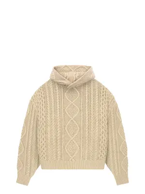 Fear Of God Cable Knit Hoodie 'gold Heather - Tan