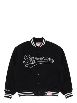 Supreme X Mitchell & Ness Twill Varsity Jacket - Black