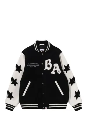 A BATHING APE Relaxed Fit Varsity Jacket - Black