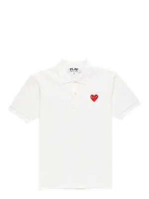 Play Comme Des Garcon Play Polo Shirt With Red Heart - White