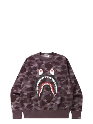 A BATHING APE Color Camo Shark Relaxed Fit Crewneck - Red