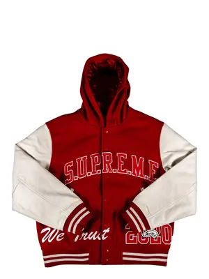 Supreme King Hooded Varsity Jacket - Red
