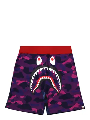 BAPE Crazy Camo Shark Sweat Shorts - Purple