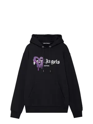 Palm Angels Aspen Heart Sprayed Hoodie - Black