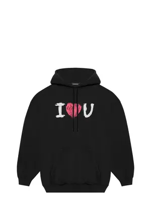 Balenciaga I Love U Medium Fit Hoodie - Black
