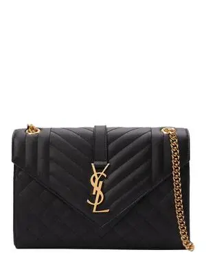 Saint Laurent Monogram Medium Envelope Chain Bag - Black