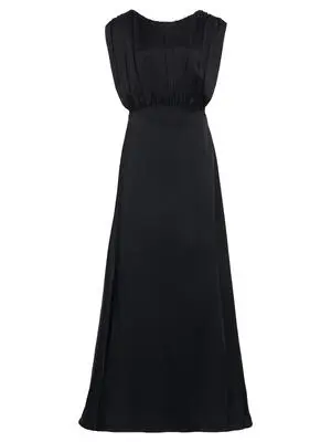 JIL SANDER Ruched Satin Maxi Dress - Black