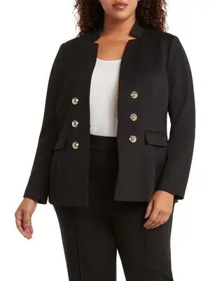TAHARI ASL Tahari ASL Faux Double Breasted Ponte Blazer Black