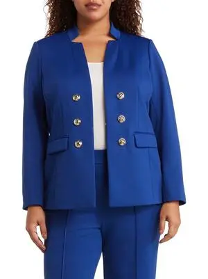 TAHARI ASL Faux Double Breasted Ponte Blazer - Cobalt