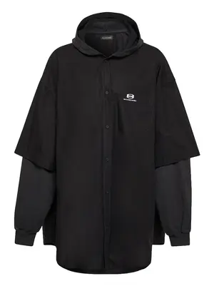Balenciaga Patched Cotton Poplin And Fleece Jacket - Black